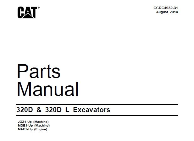 Caterpillar Cat 320D & 320D L Excavators Parts Manual - Workshop ...